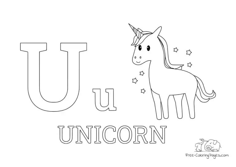 Coloring Page Letter U is for Unicorn - Free Coloring Pages