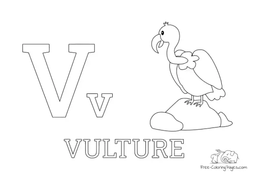 Coloring Page Letter V is for Vulture - Free Coloring Pages