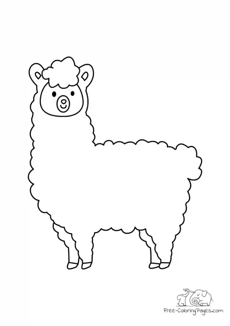 Coloring Page Smiling Llama - Free Coloring Pages